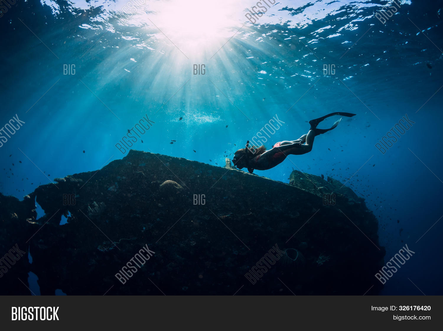 Free Diver Girl Pink Image & Photo (Free Trial) | Bigstock