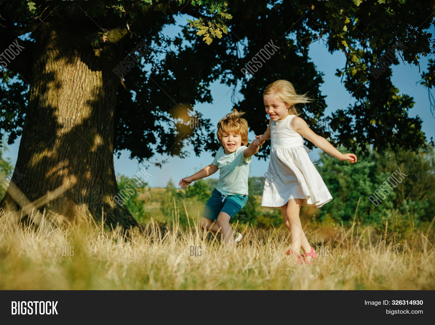 Little Girl Running In Field