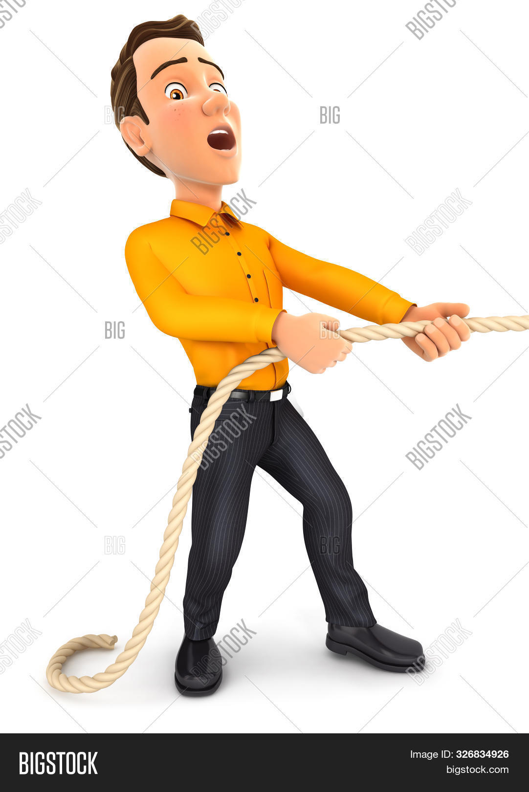 3d Man Pulling On Rope Image & Photo (Free Trial) | Bigstock
