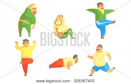 Fat Men Exercising Vector & Photo (Free Trial) | Bigstock