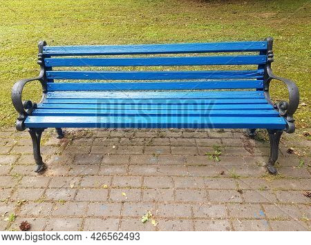 Blue Wooden Bench Image & Photo (Free Trial) | Bigstock