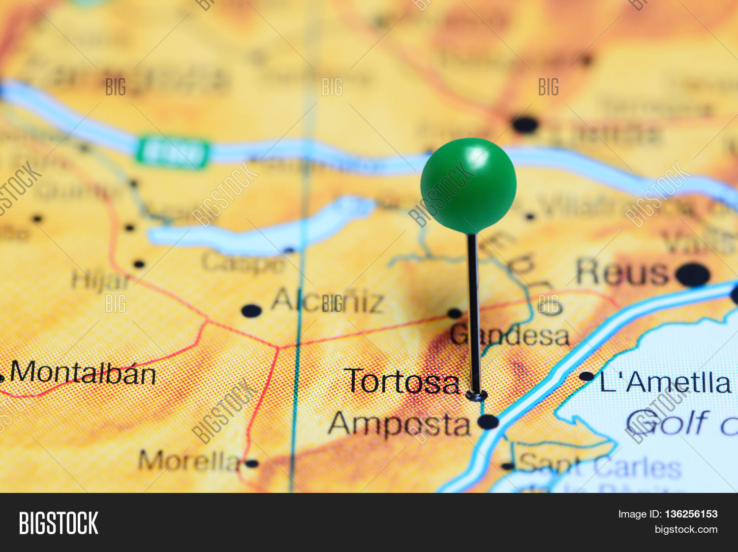 Tortosa Pinned On Map Image & Photo (Free Trial) | Bigstock