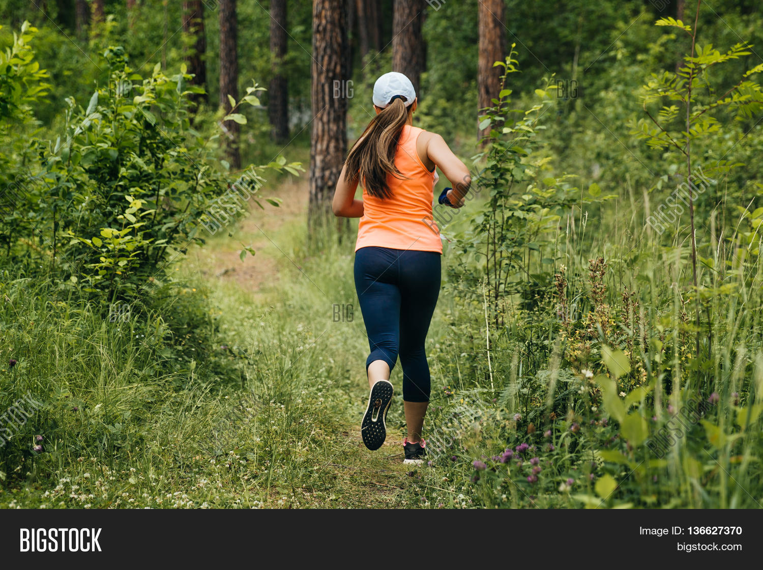 Girl Running On Forest Image And Photo Free Trial Bigstock