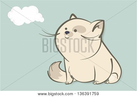 Fat White Cat Sitting Vector & Photo (Free Trial) | Bigstock