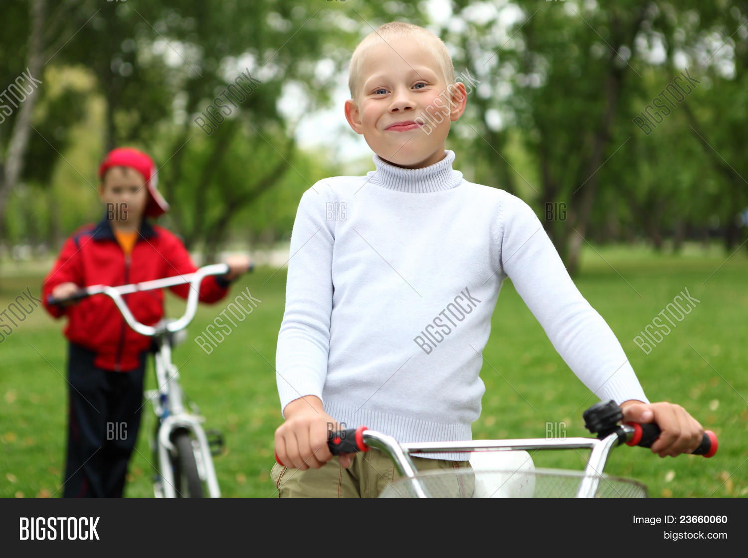 Boy On Bicycle Green Image & Photo (Free Trial) | Bigstock