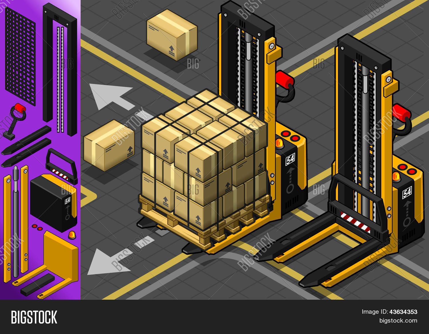 Isometric Forklift Vector & Photo (Free Trial) | Bigstock