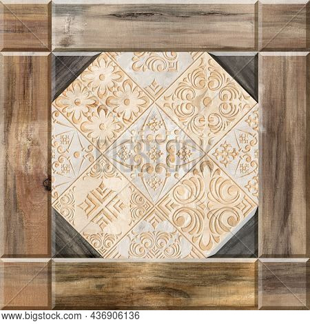 Digital Tiles Design. 3d Render Colorful Ceramic Wall Tiles Decoration ...