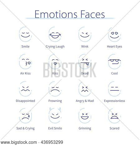 Emotions Faces Set. Vector & Photo (Free Trial) | Bigstock