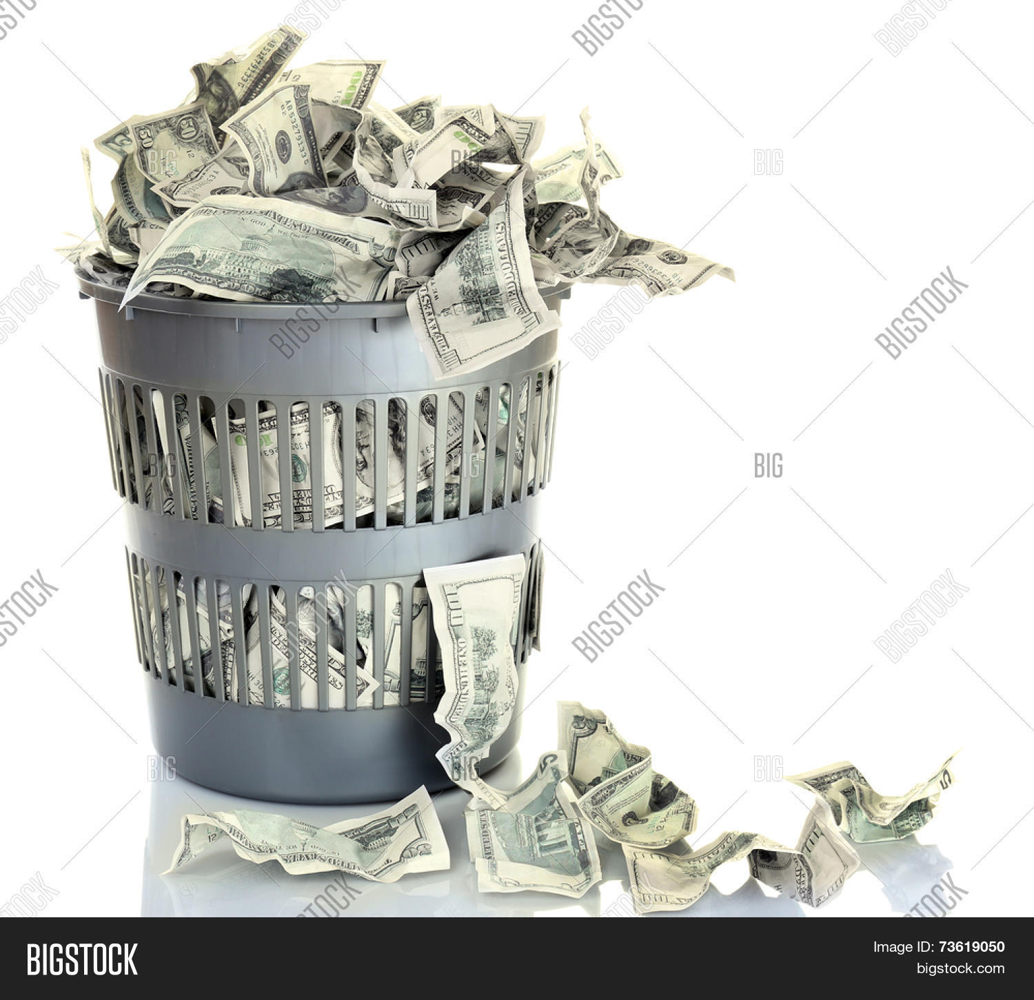 Money Dustbin Isolated Image & Photo (Free Trial) | Bigstock