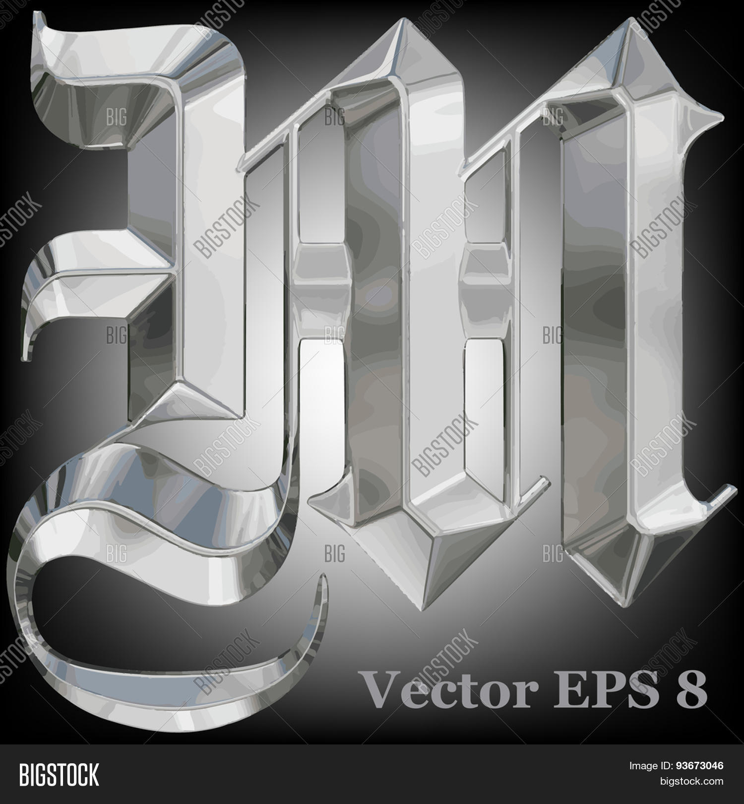 Vector Letter M Metal Vector & Photo (Free Trial) | Bigstock