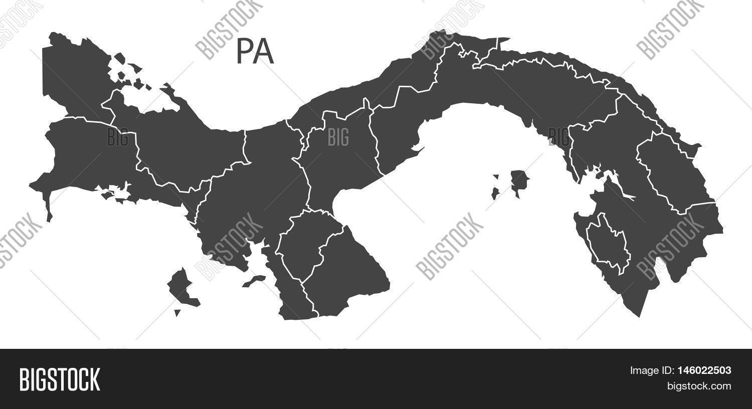 Panama Grey Map Vector & Photo (Free Trial) | Bigstock