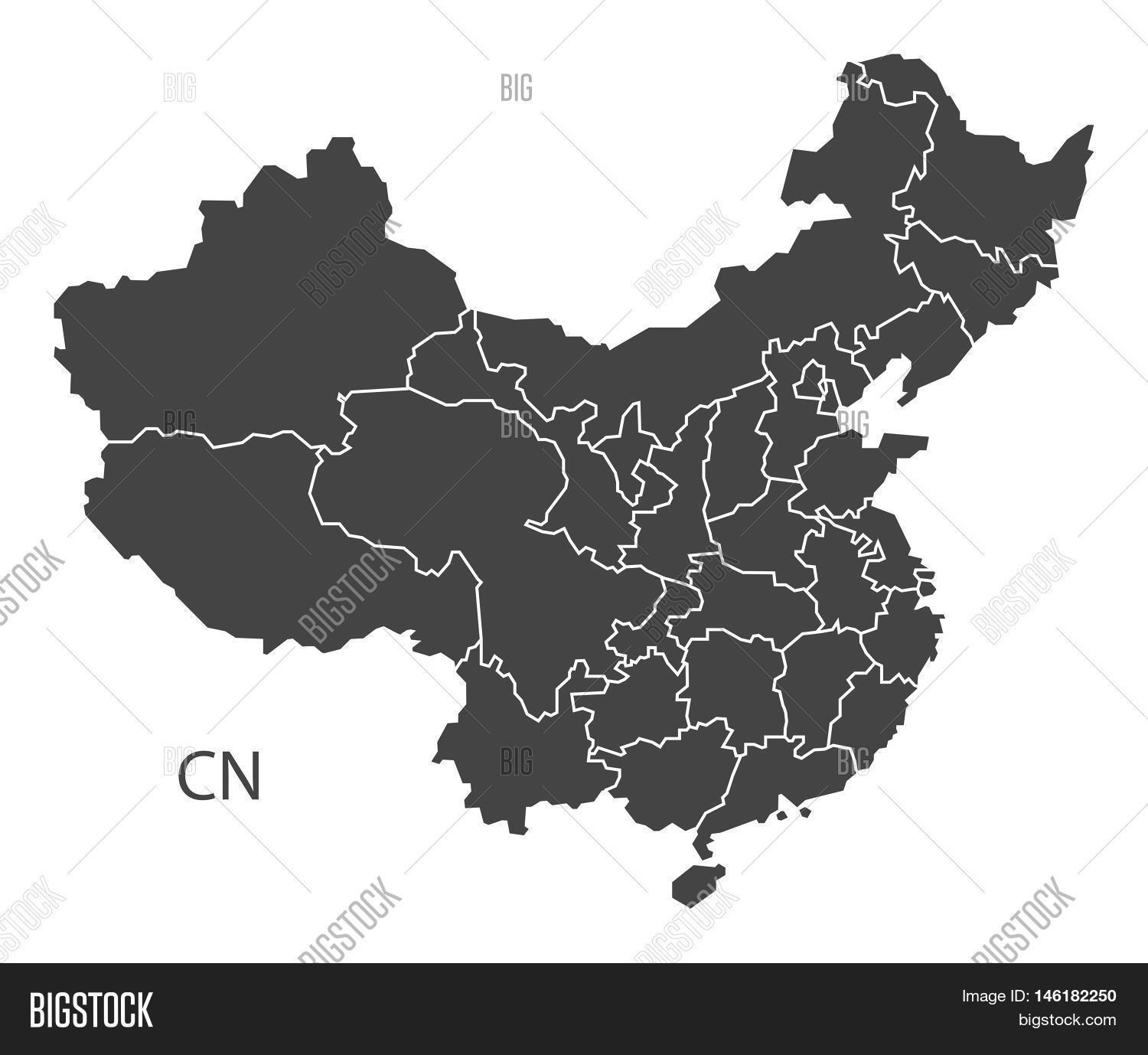 China Grey Map Vector & Photo (Free Trial) | Bigstock