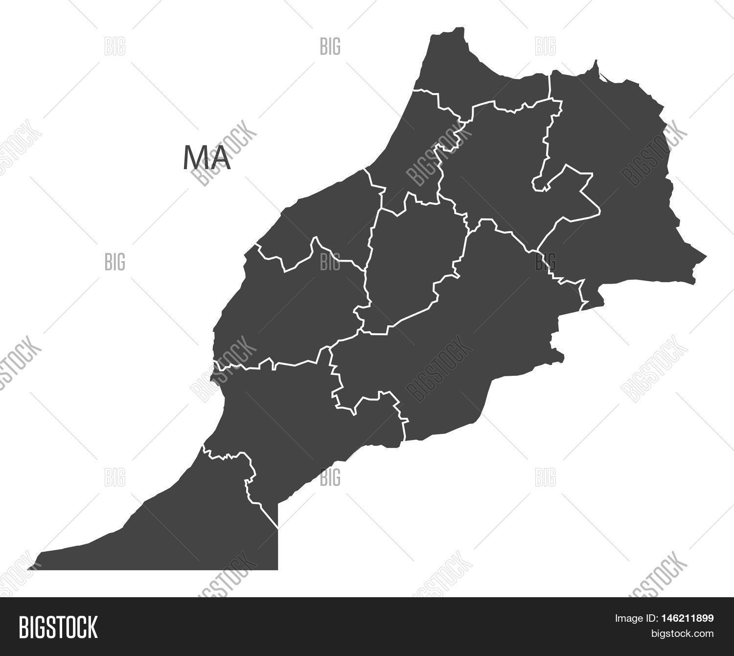 Morocco Grey Map Vector & Photo (Free Trial) | Bigstock