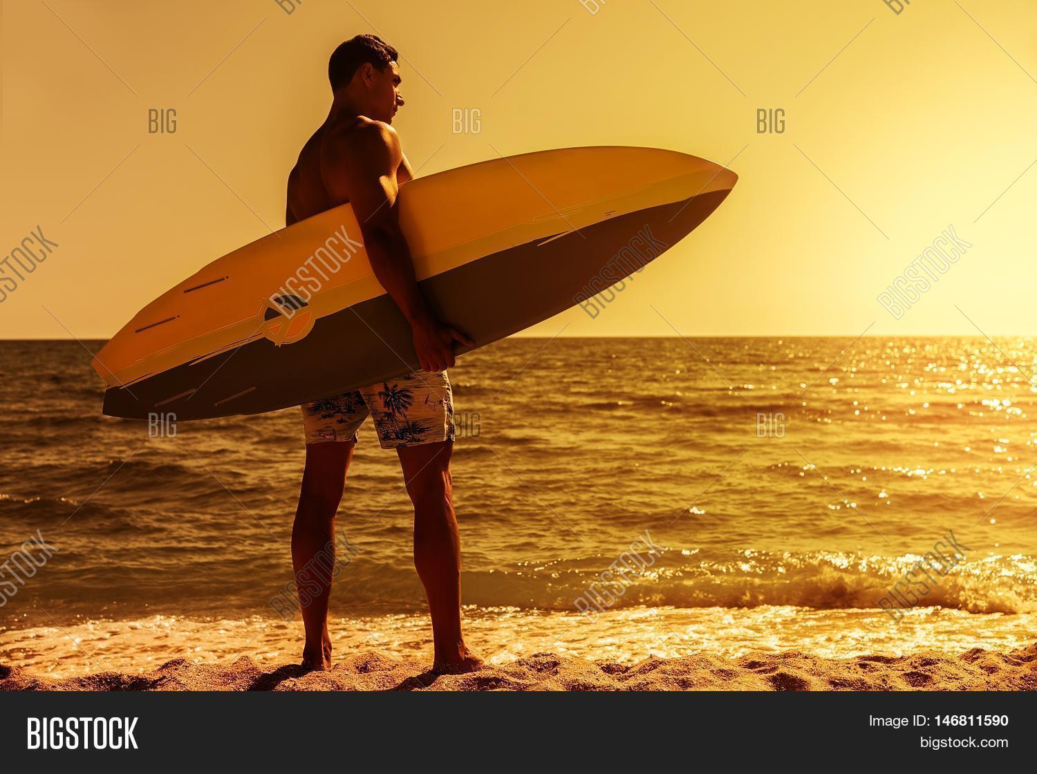 Surfer Man On Beach Image & Photo (Free Trial) | Bigstock