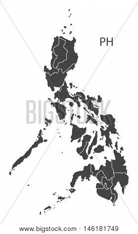 Philippines Grey Map Vector & Photo (Free Trial) | Bigstock