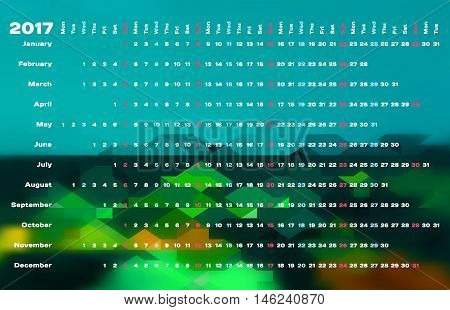 Calendar 2017 Days Vector & Photo (Free Trial) | Bigstock