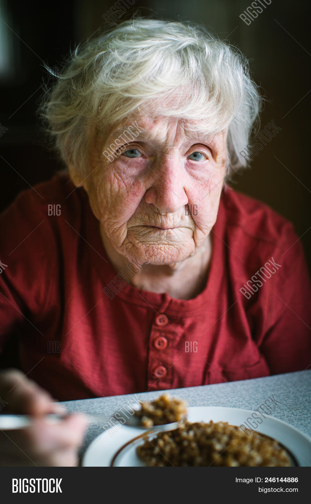 Old Sad Woman Eats Image & Photo (Free Trial) | Bigstock