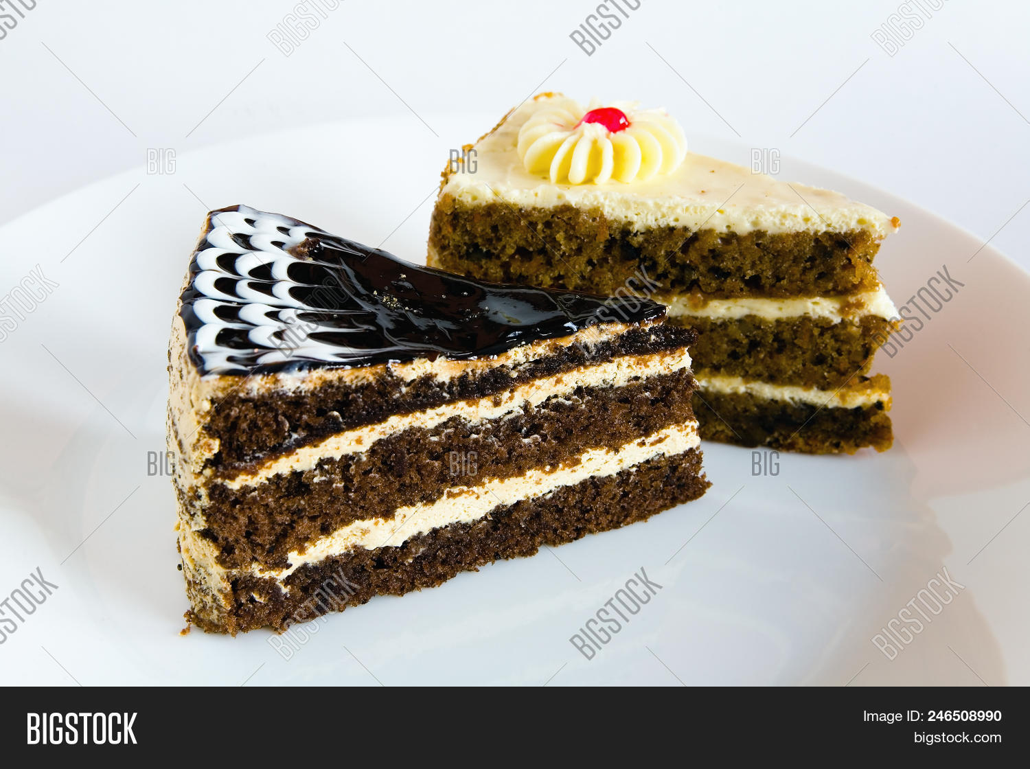 Two Pieces Cake Lie On Image & Photo (Free Trial) | Bigstock
