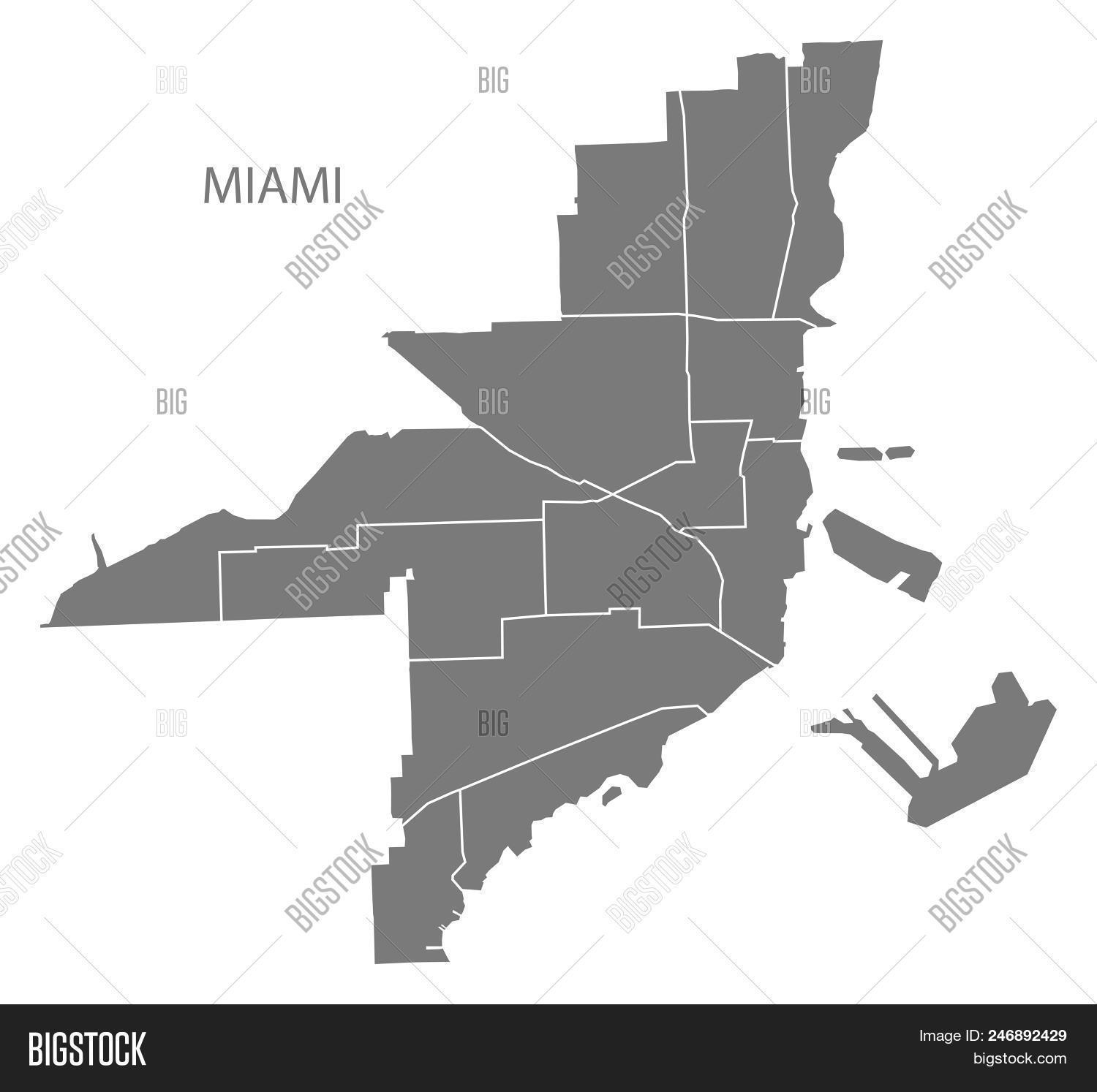Miami Florida City Map Image & Photo (Free Trial) | Bigstock