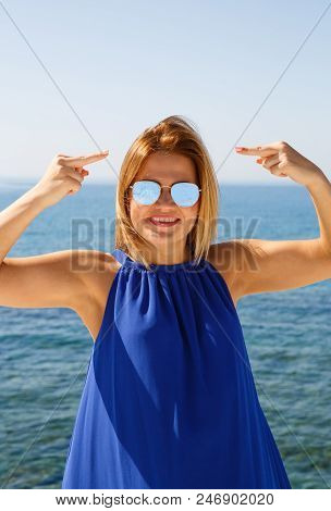 Blond Woman Blue Dress Image & Photo (Free Trial) | Bigstock