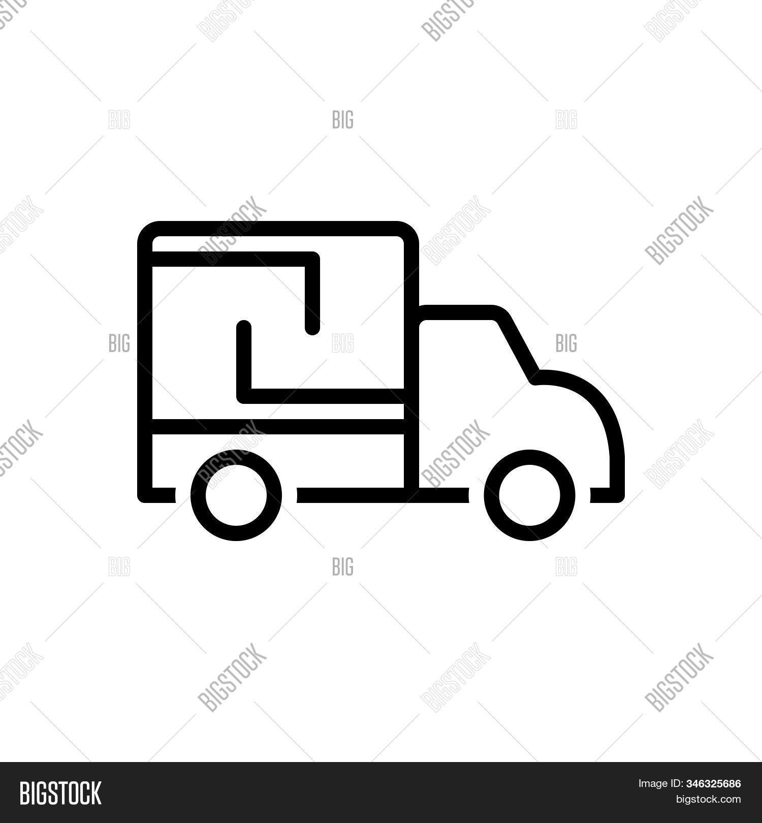 Black Line Icon Lorry Vector & Photo (Free Trial) | Bigstock