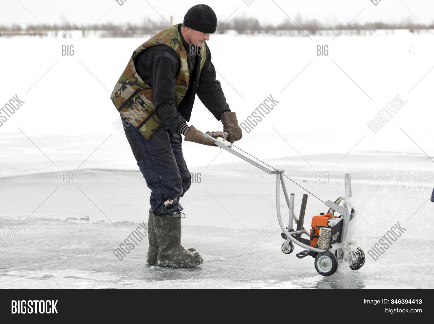 Worker Cuts Out Ice Image & Photo (Free Trial) | Bigstock
