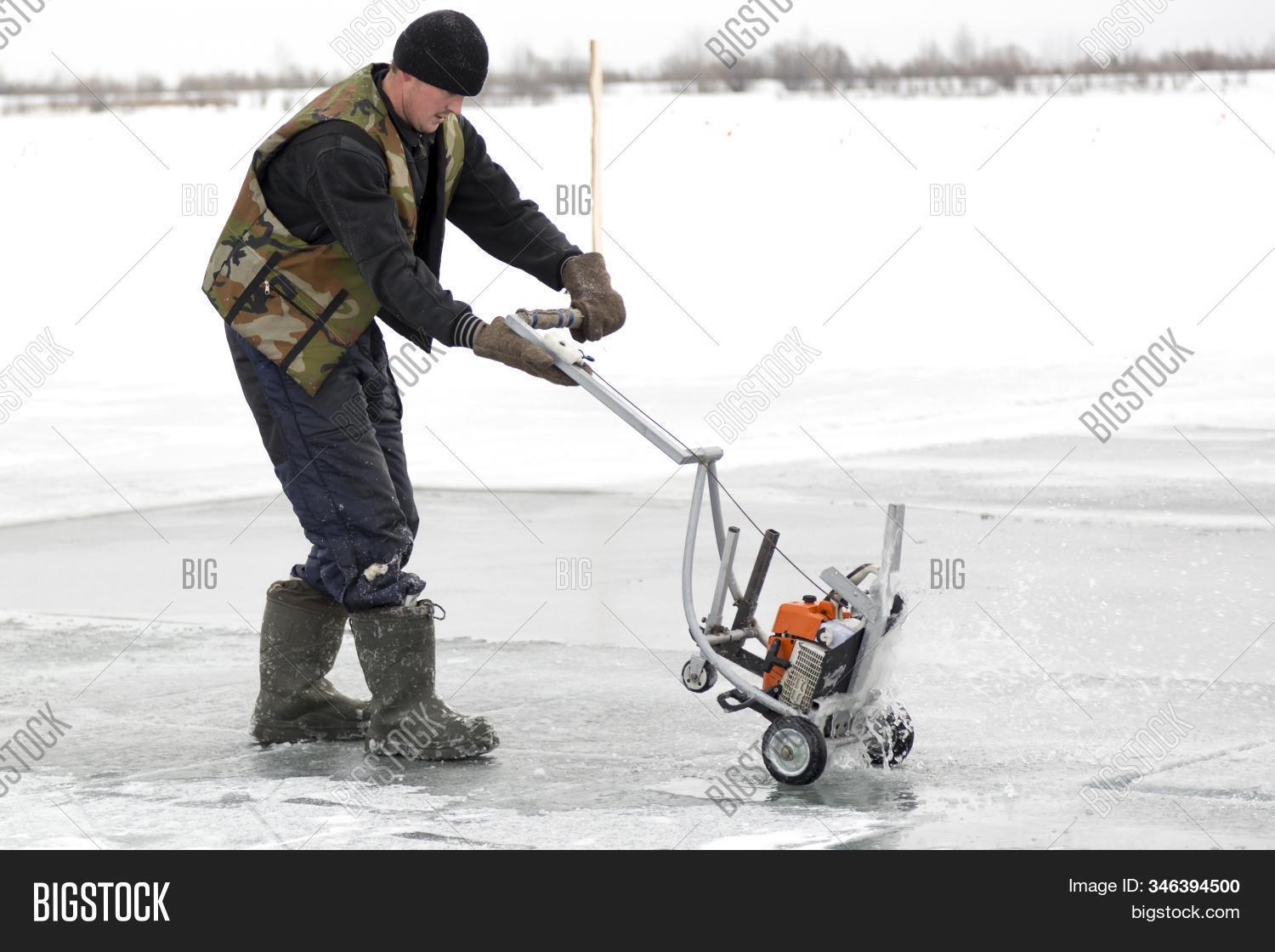 Worker Cuts Out Ice Image & Photo (Free Trial) | Bigstock