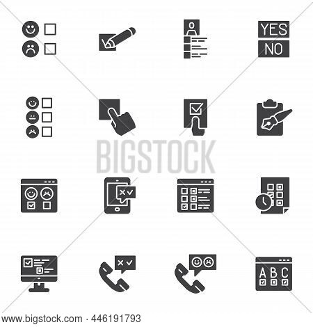 Questionnaire And Survey Vector Icons Set, Modern Solid Symbol ...