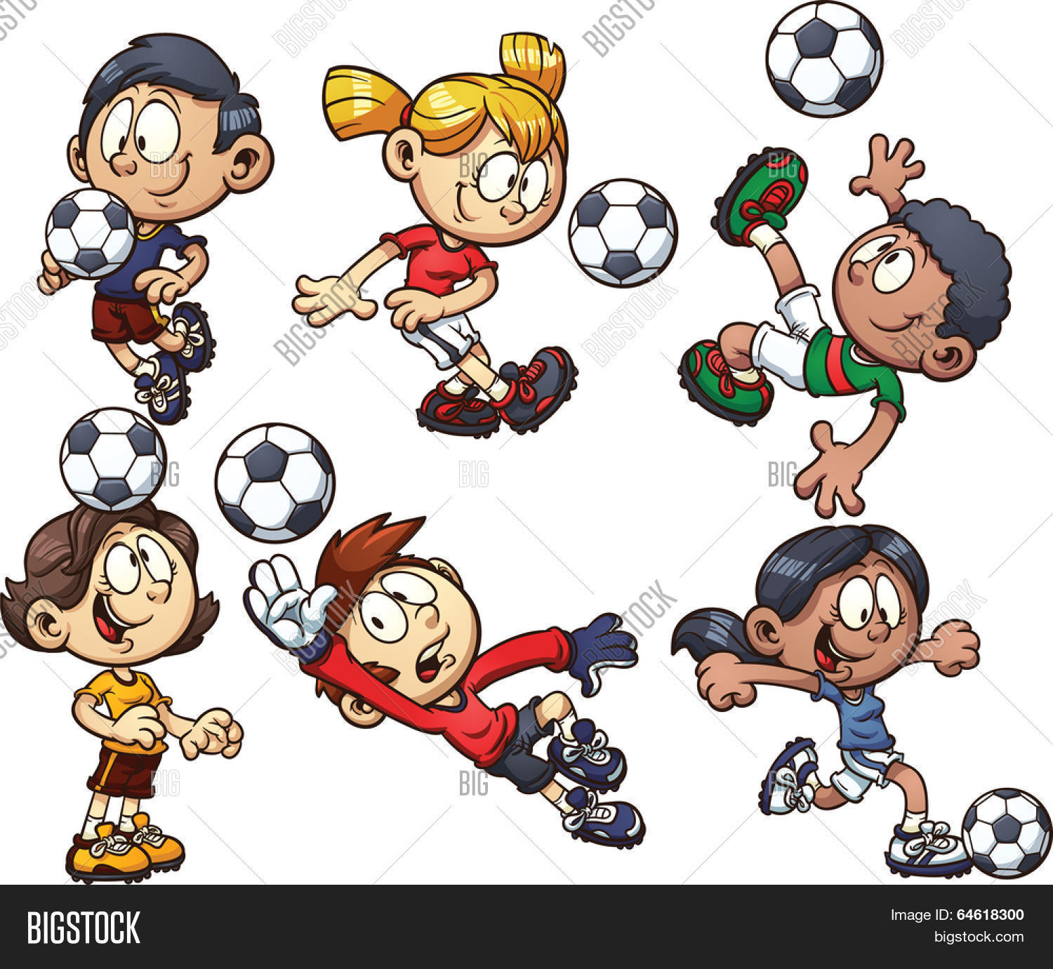 Kids Playing Soccer Clip Art