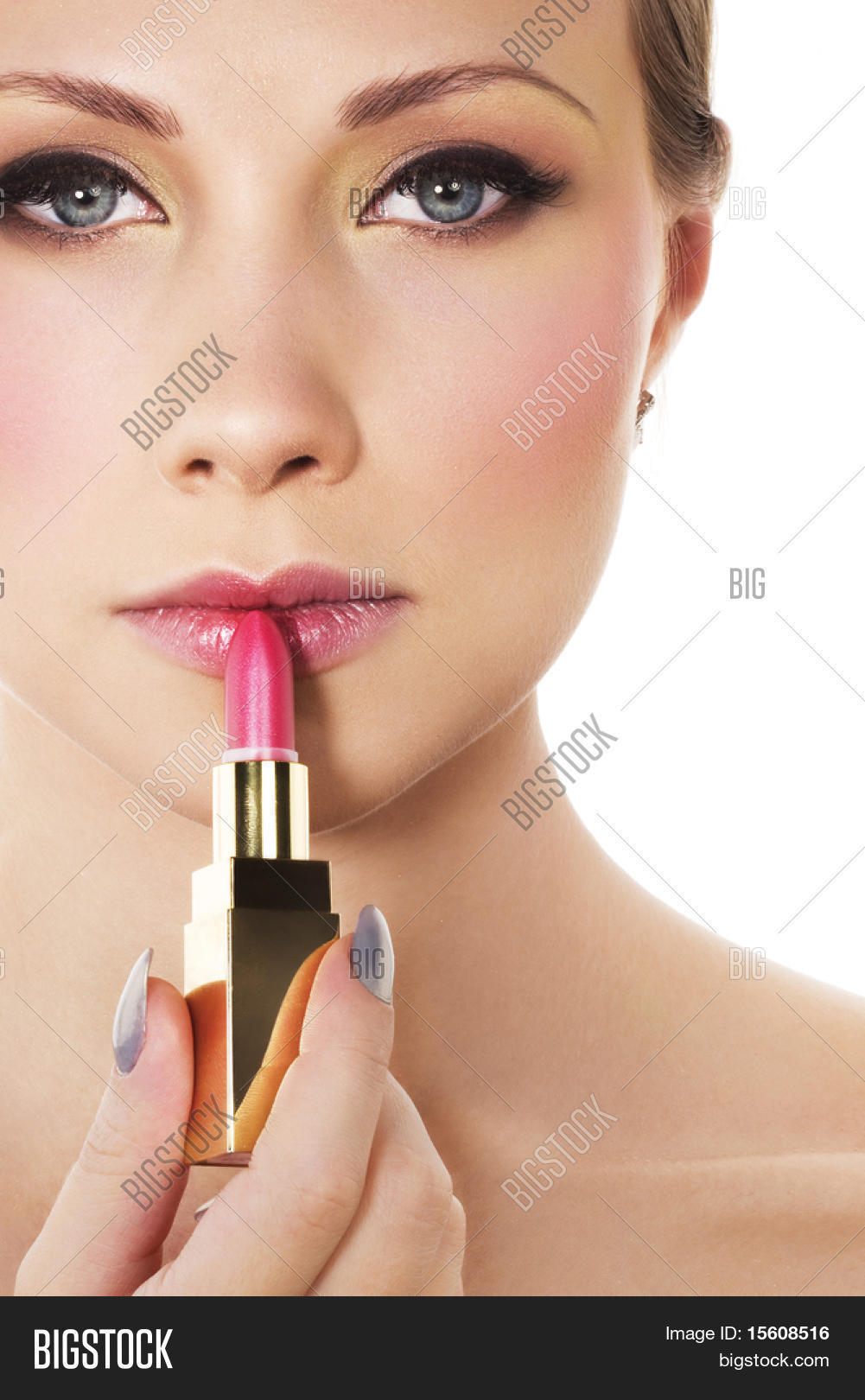 Woman Pink Lipstick Image And Photo Free Trial Bigstock
