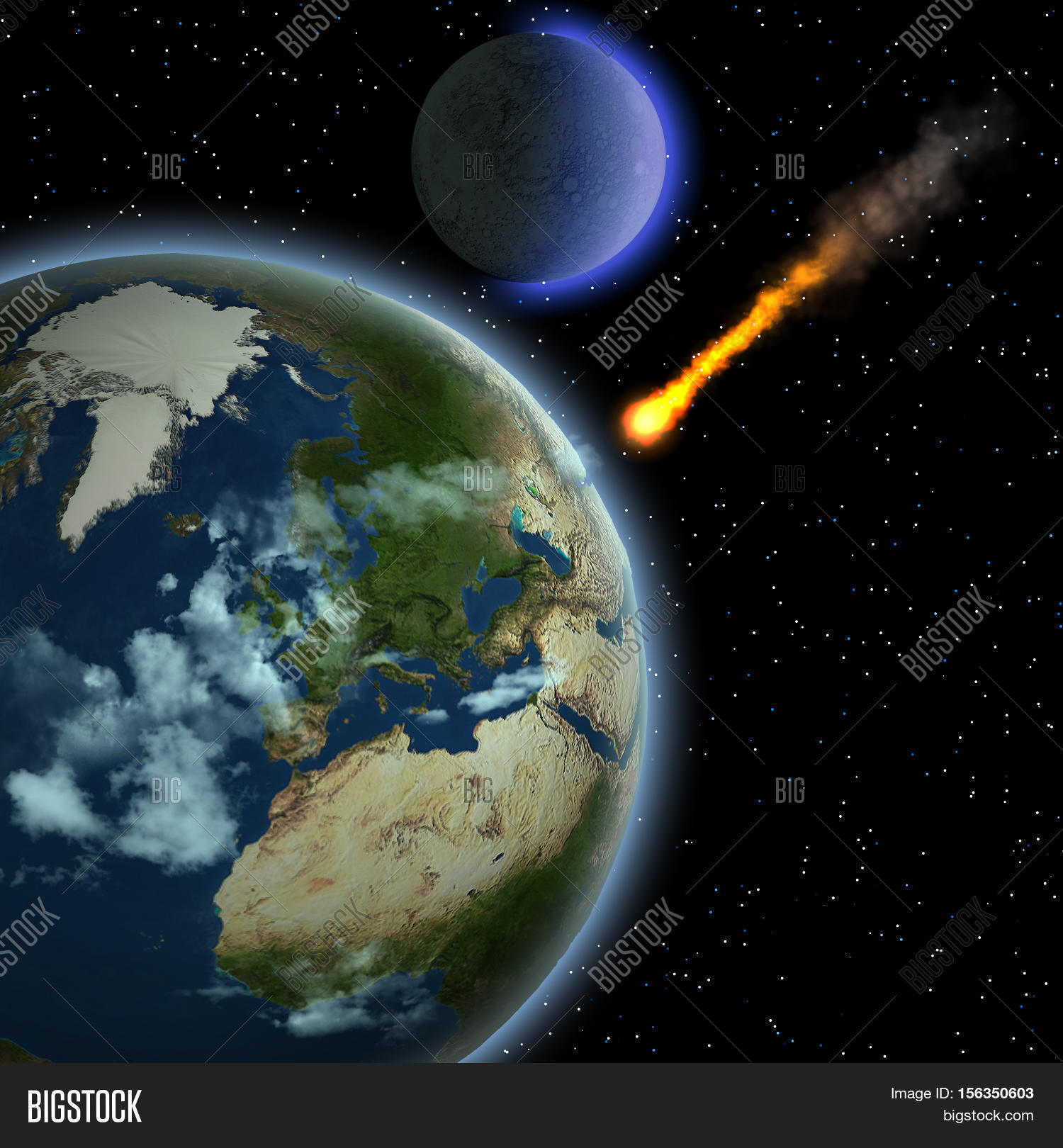 Earth Meteor 3D Image & Photo (Free Trial) | Bigstock