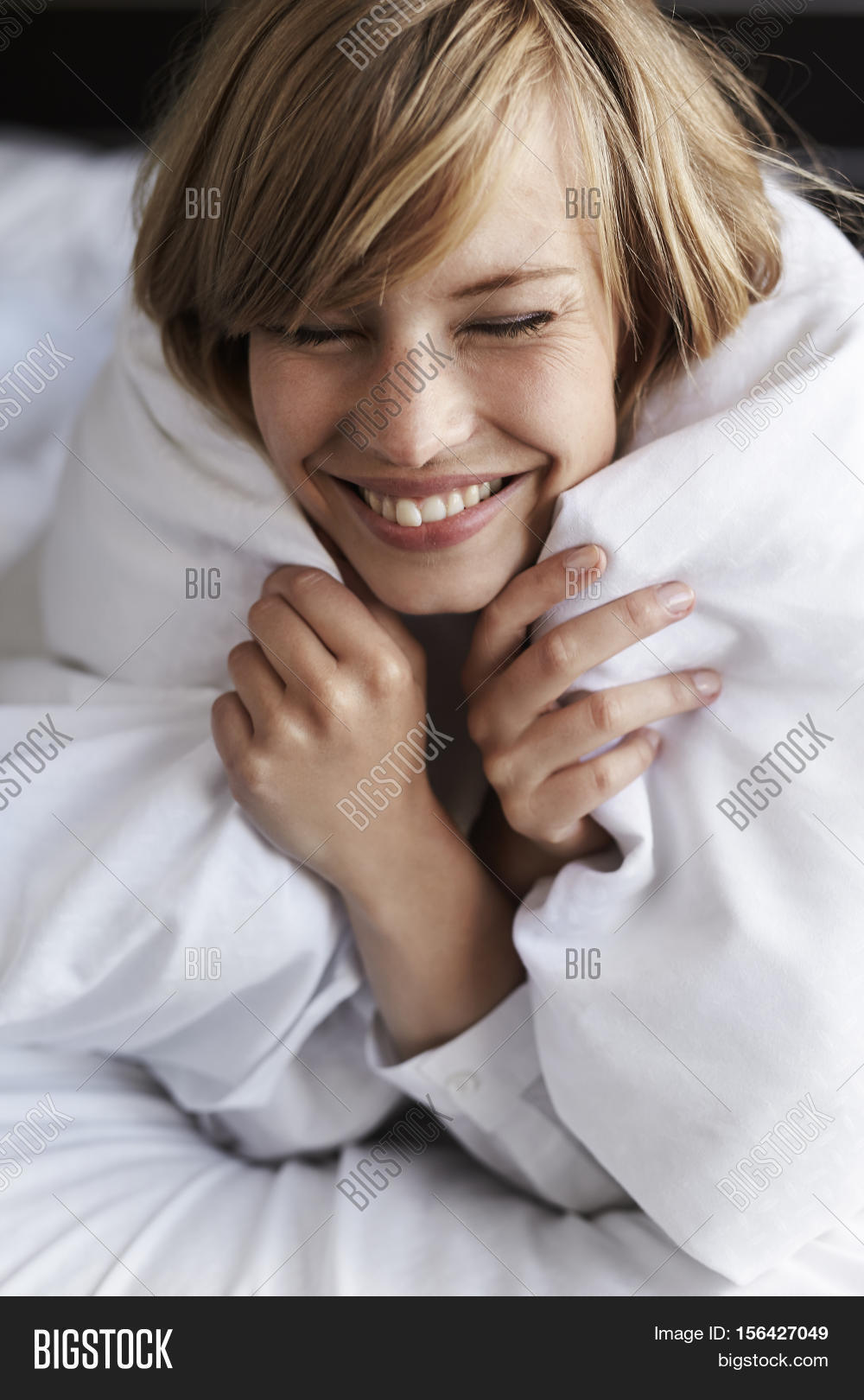Blond Woman Snuggled Image & Photo (Free Trial) | Bigstock