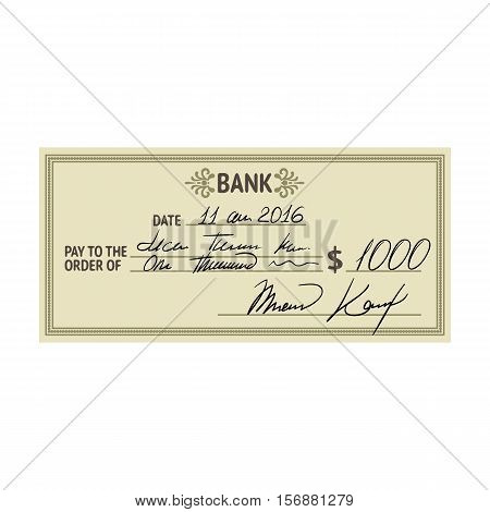 Cheque Icon Cartoon Vector & Photo (Free Trial) | Bigstock