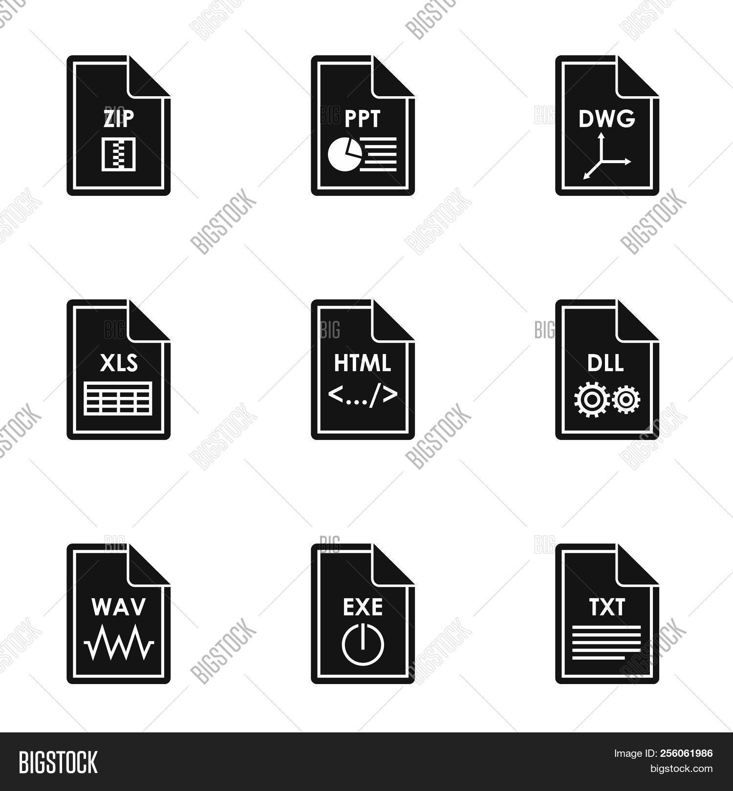 Types Files Icons Set Image & Photo (Free Trial) | Bigstock