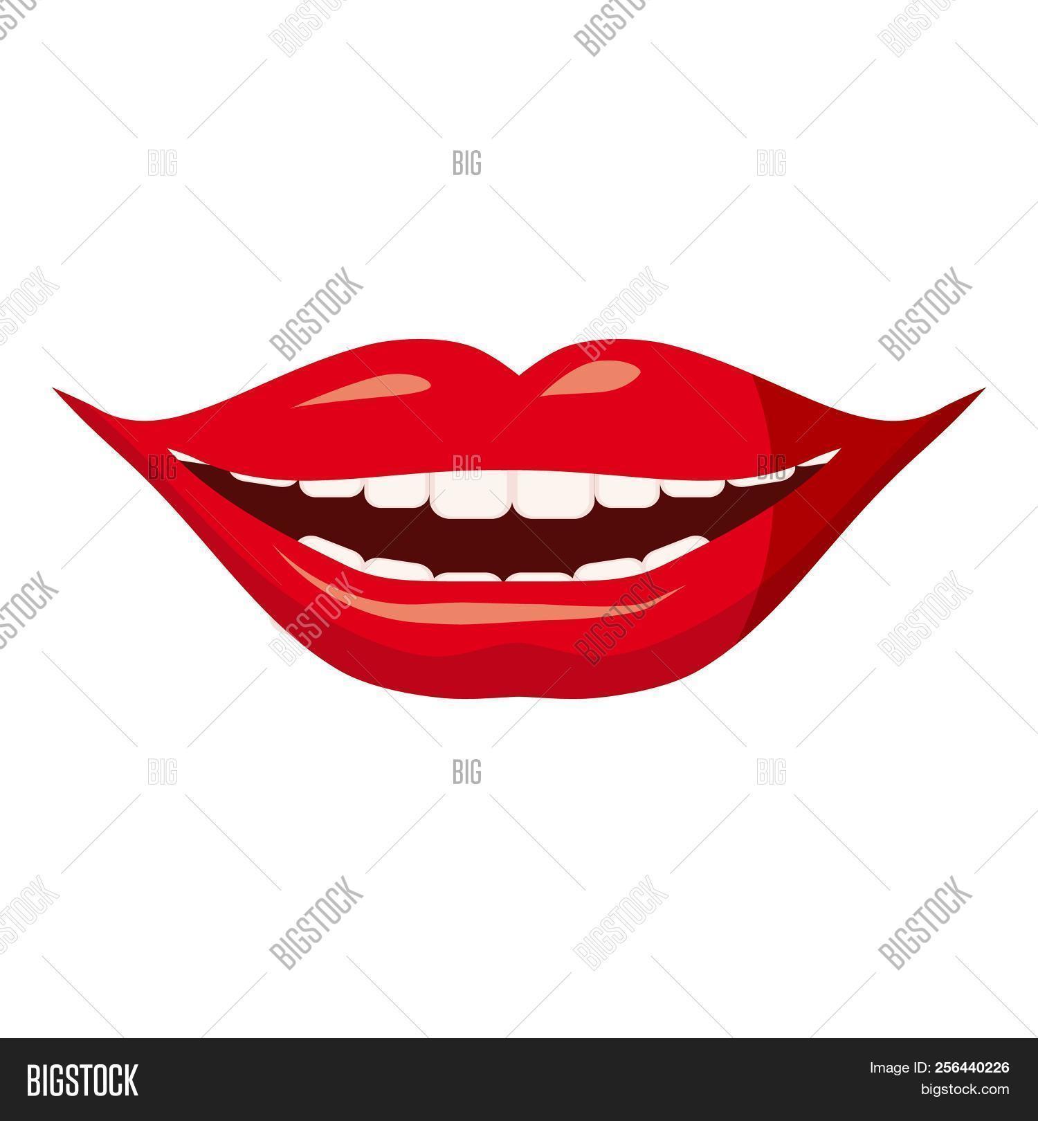 Red Lips Icon. Cartoon Image & Photo (Free Trial) | Bigstock