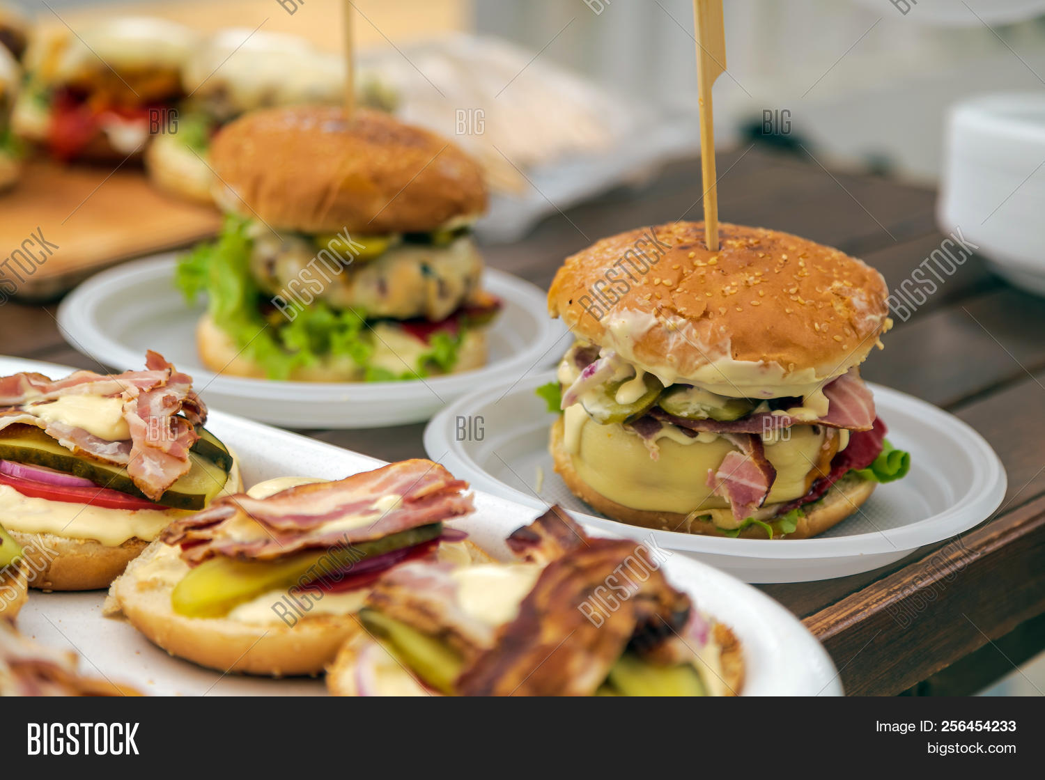 Burger On Wooden Table Image & Photo (Free Trial) | Bigstock