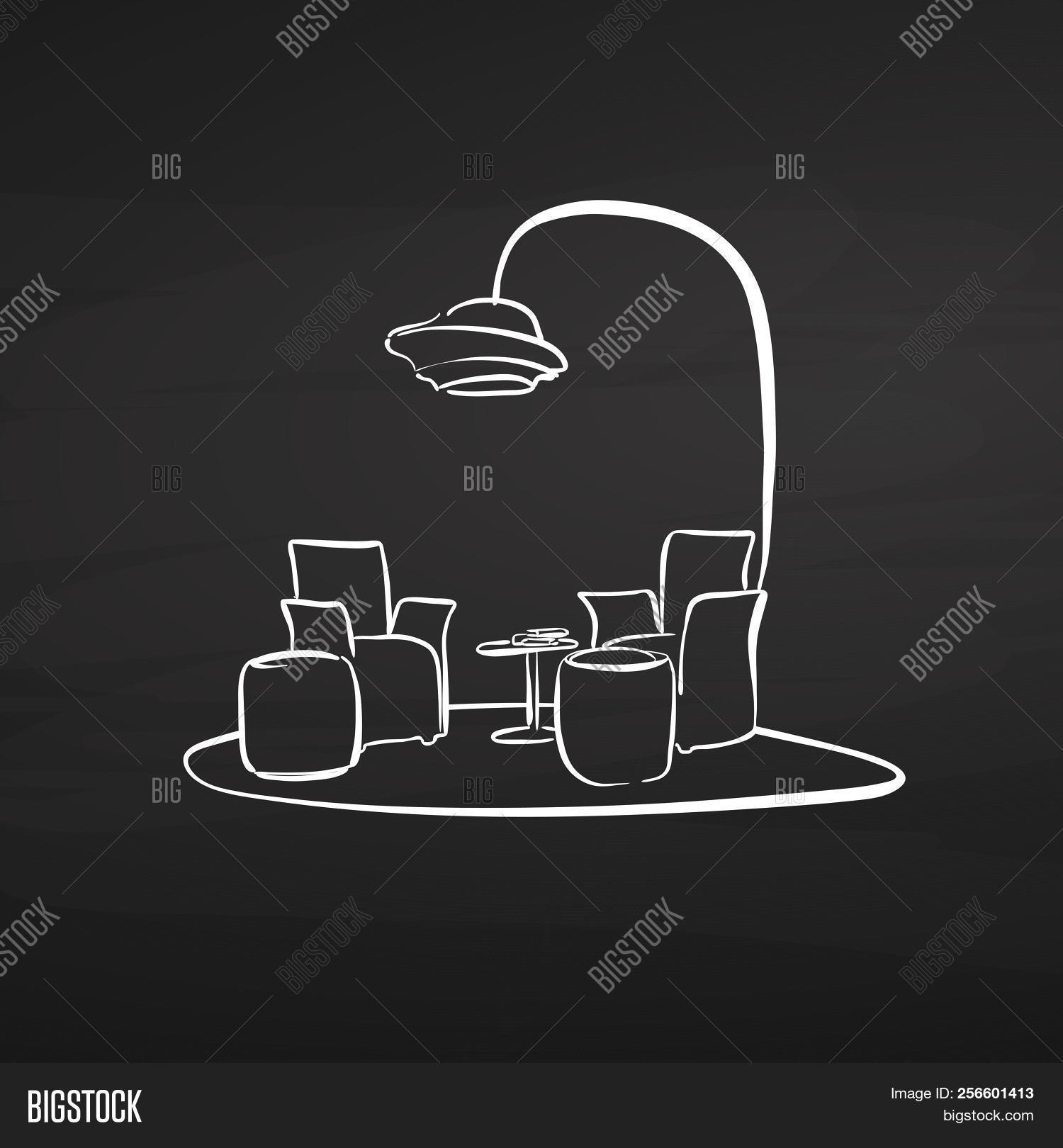 Sitting Area Drawing Vector & Photo (Free Trial) | Bigstock