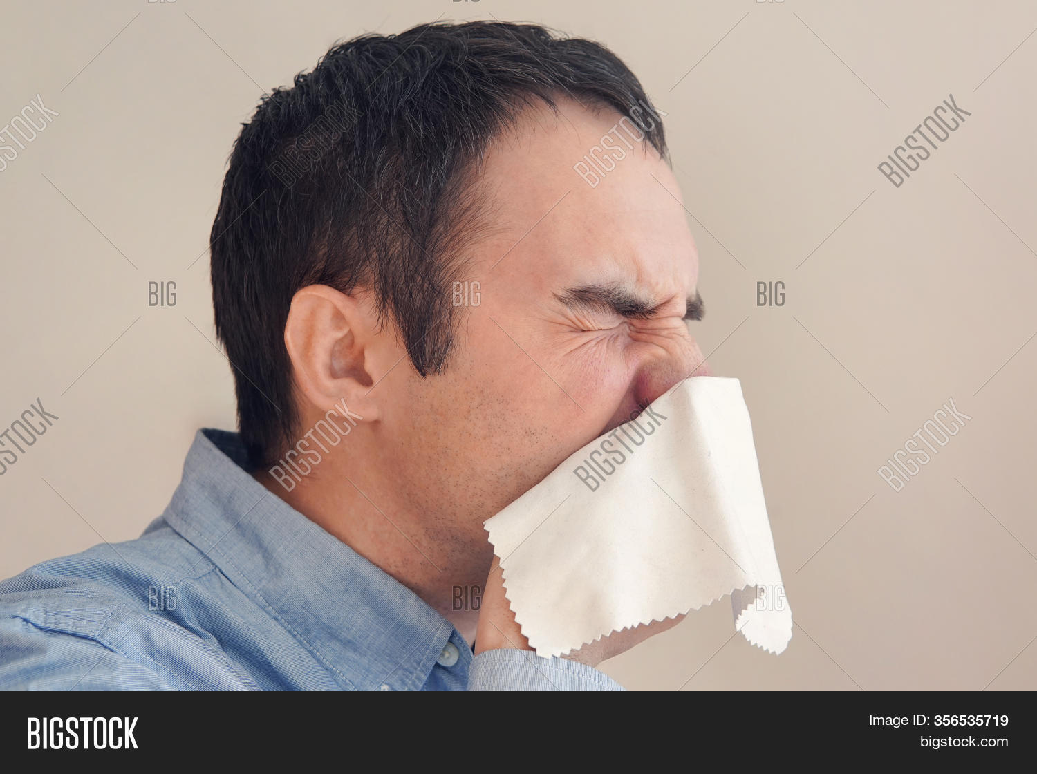 Young Man Sneezes Into Image & Photo (Free Trial) | Bigstock