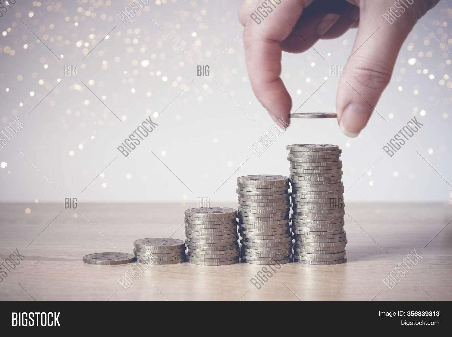 Hand Put Coin Stacking Image & Photo (Free Trial) | Bigstock