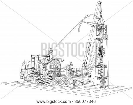 Coiled Tubing Truck Vector & Photo (Free Trial) | Bigstock