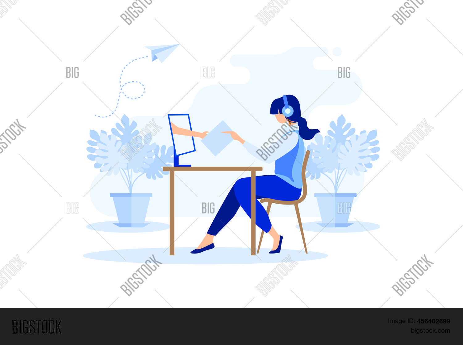 Girl Sitting Computer Vector & Photo (Free Trial) | Bigstock