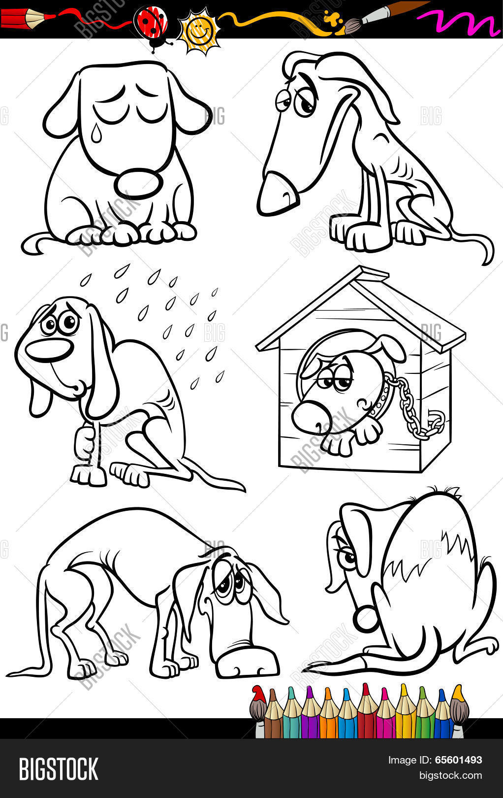 Sad Dogs Group Vector & Photo (Free Trial) | Bigstock