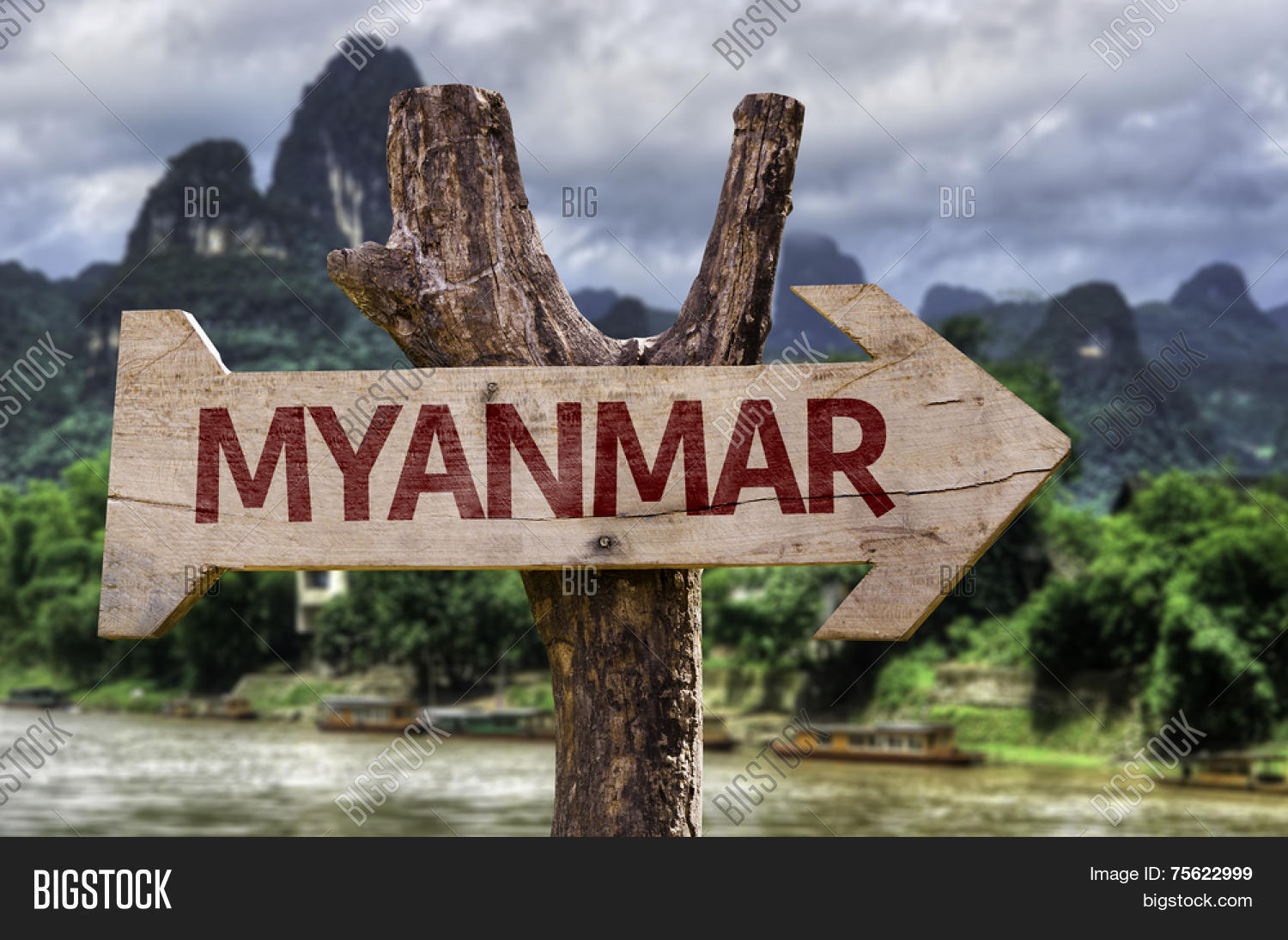 Myanmar Wooden Sign Image & Photo (Free Trial) | Bigstock