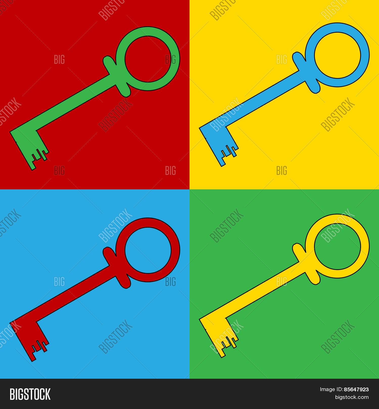 Pop Art Key Symbol Vector & Photo (Free Trial) | Bigstock