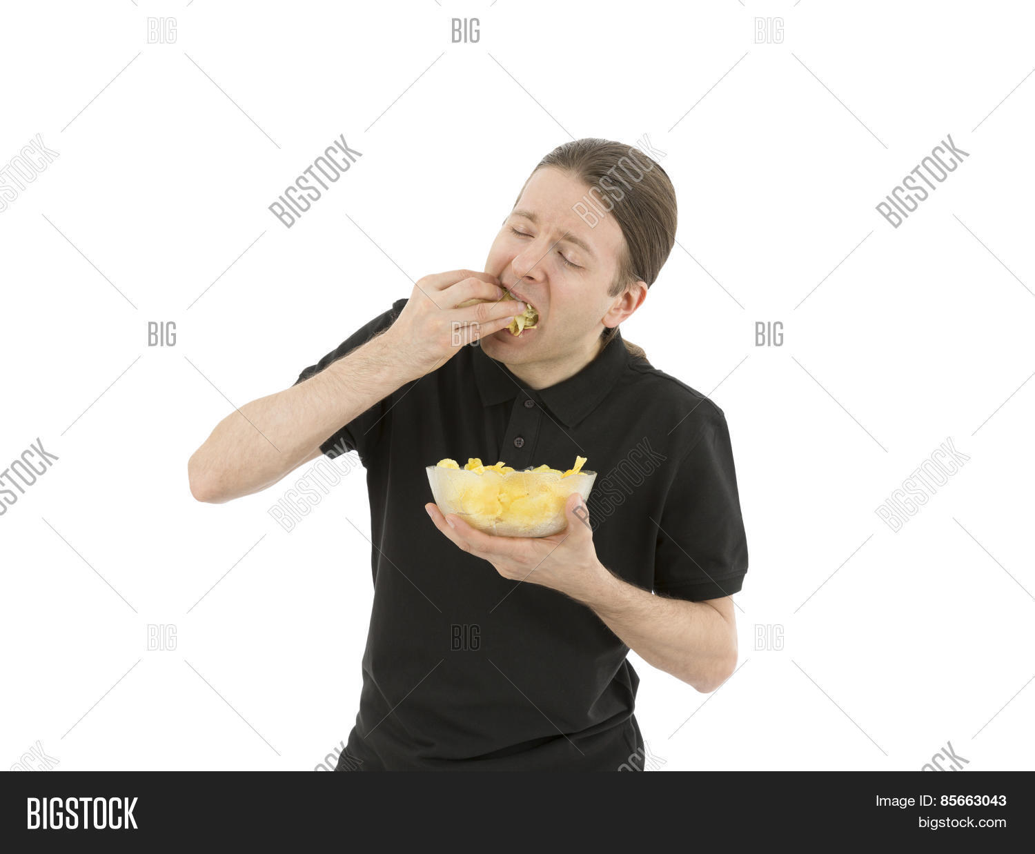 Man Eating Bowl Chips Image & Photo (Free Trial) | Bigstock