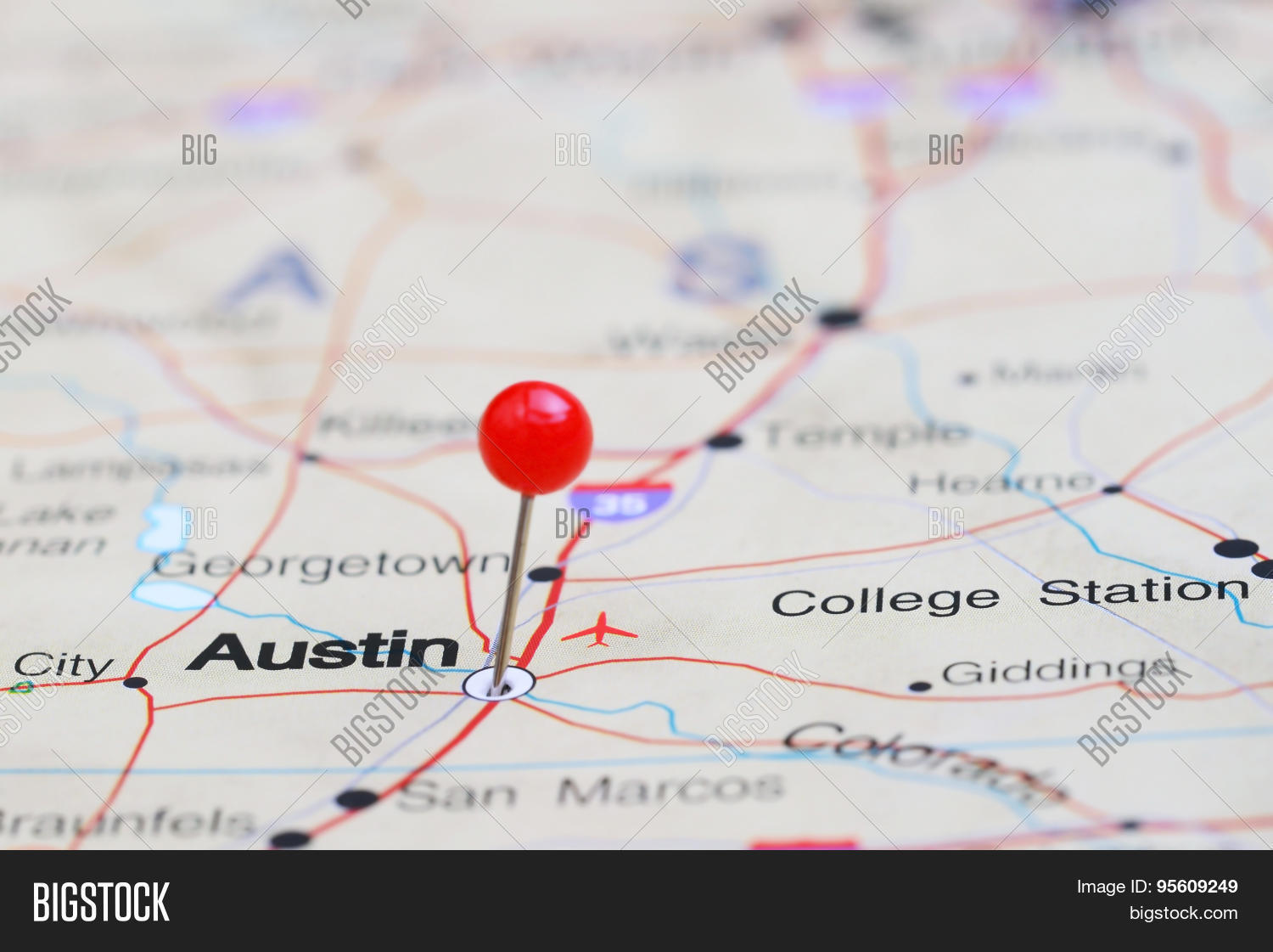 Austin Pinned On Map Image & Photo (Free Trial) | Bigstock