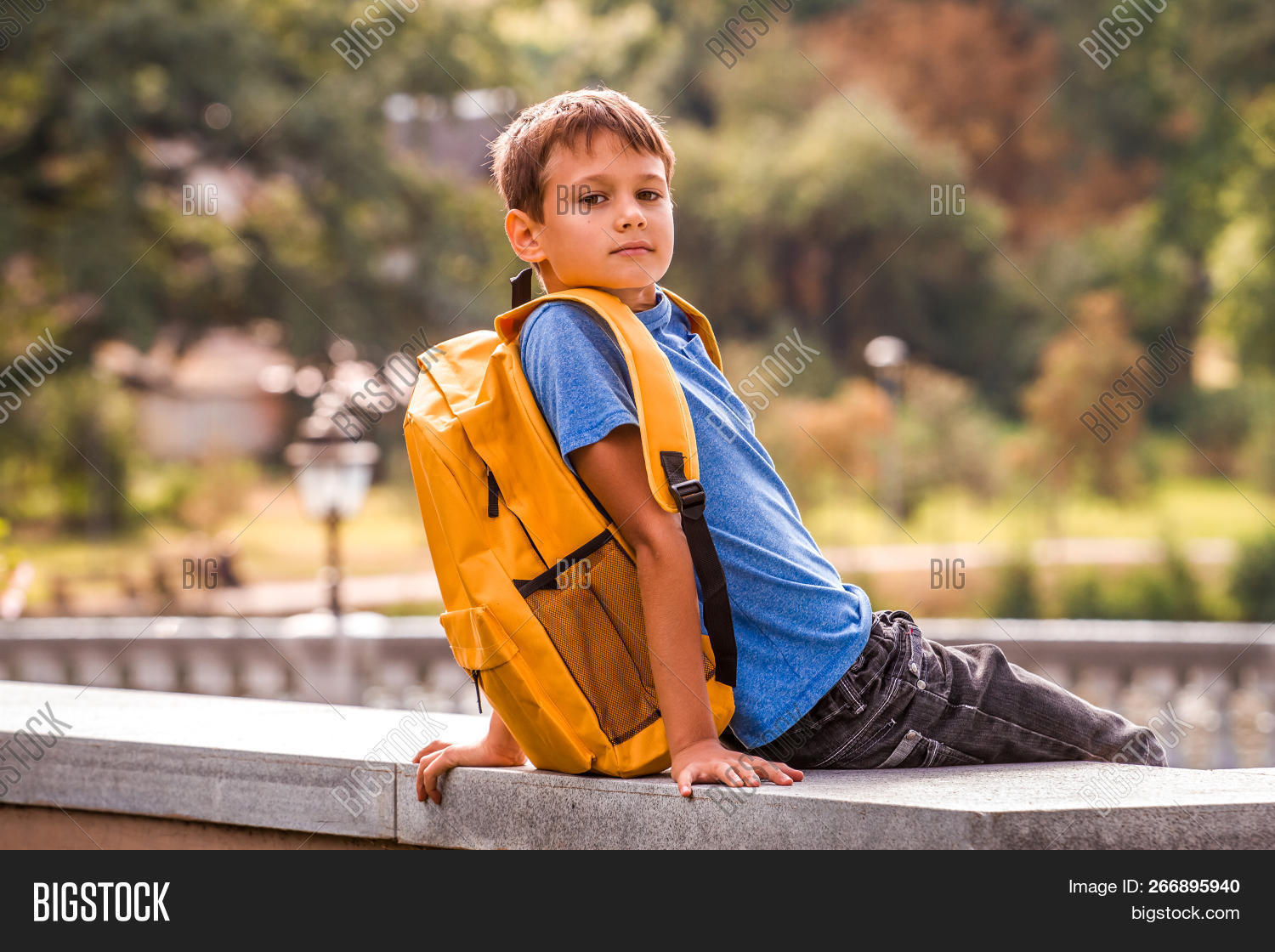 Kid Backpack Sitting Image & Photo (Free Trial) | Bigstock