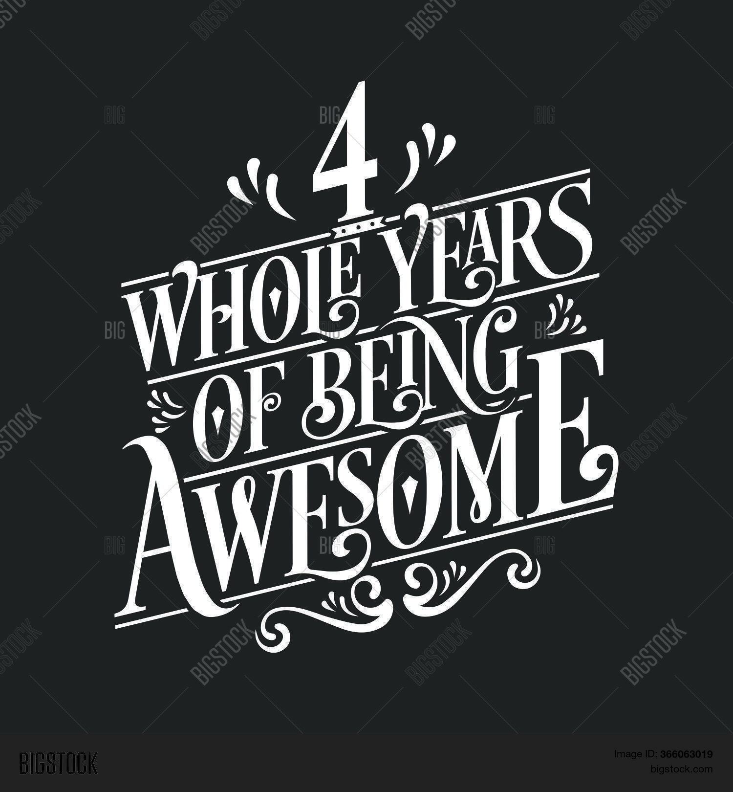 4 Years Birthday 4 Vector & Photo (Free Trial) | Bigstock