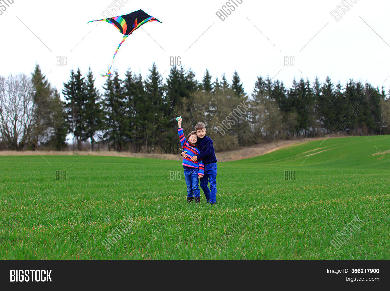 Children Launch Kite Image & Photo (Free Trial) | Bigstock