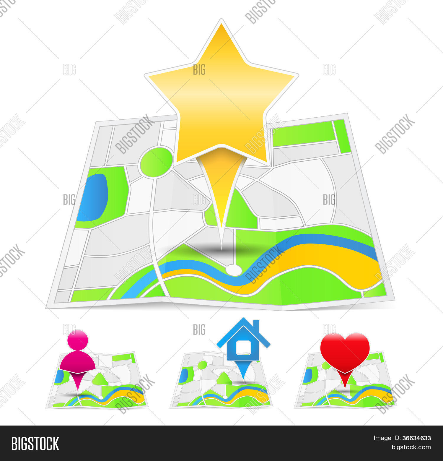 Map Map Markers Vector & Photo (Free Trial) | Bigstock
